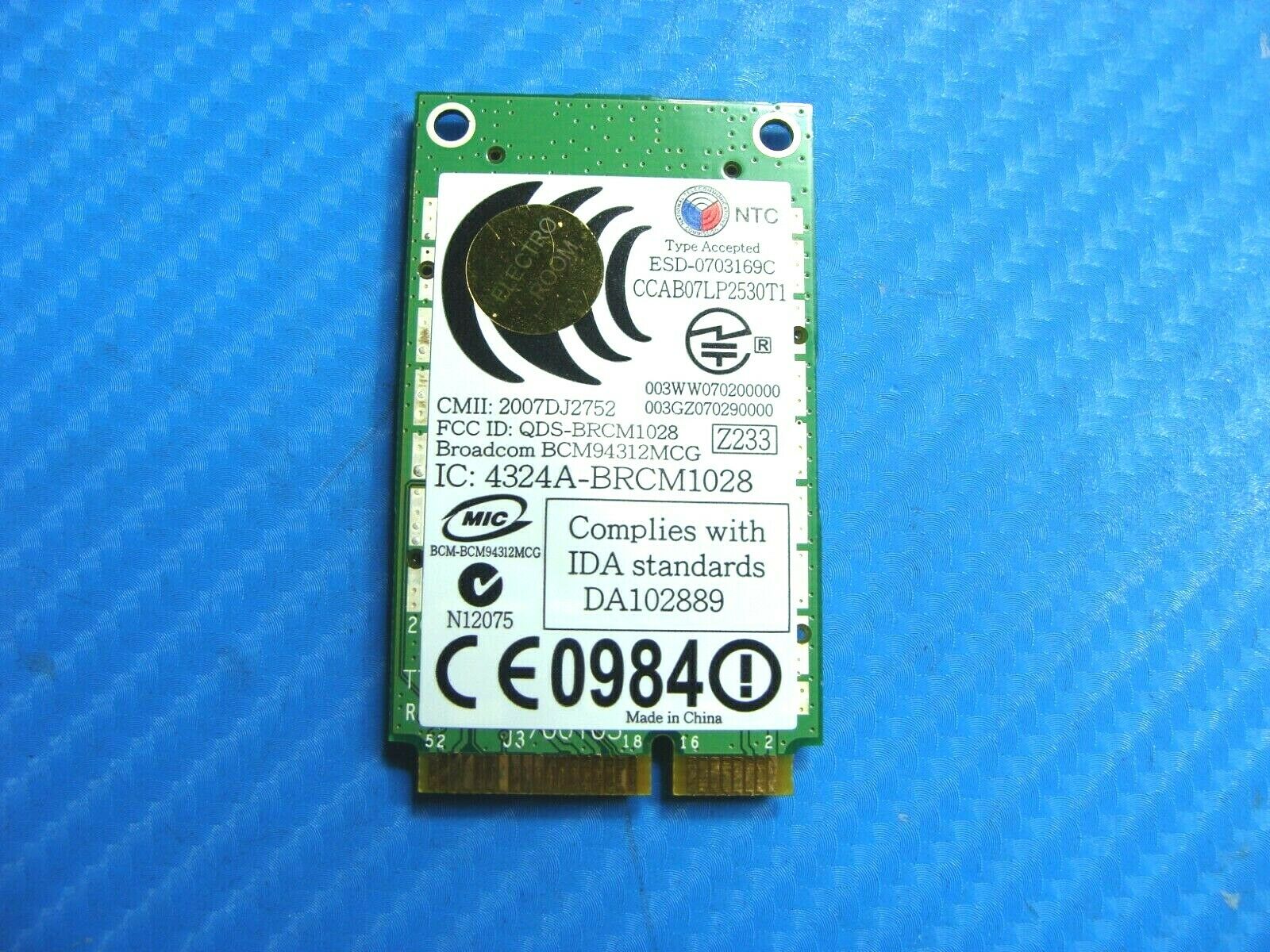 Dell Latitude 14" D630 OEM Wireless WiFi Card BCM94312MCG JR356